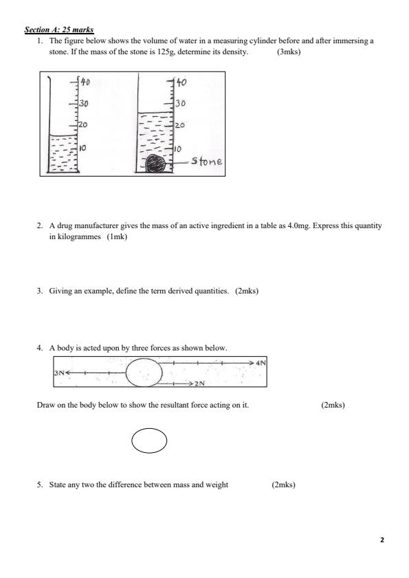 Form 1 Physics End of Term 3 Examination 2022 - 1064