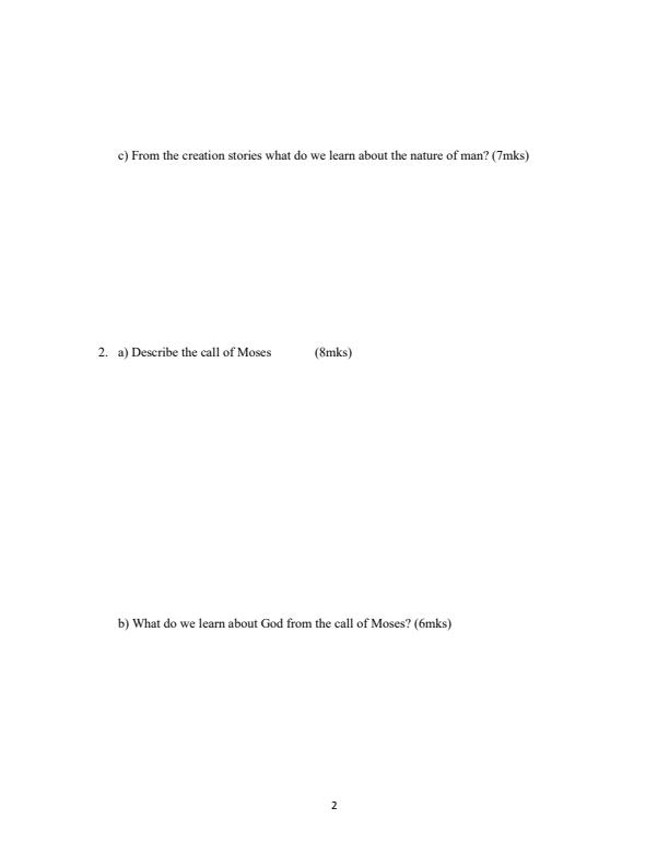 Form 2 CRE End of Term 2 Examination 2022 - 1268