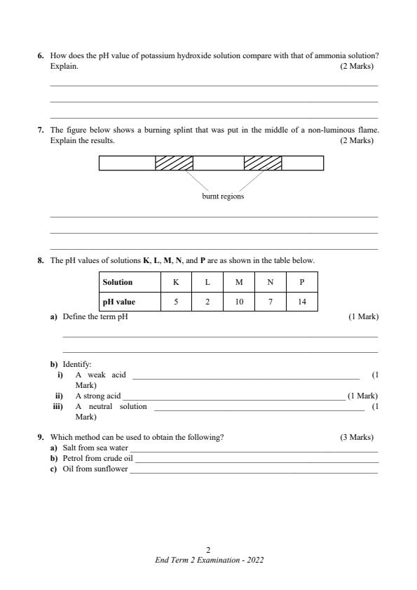 Form 1 Chemistry End of Term 2 Examination 2022 - 1308