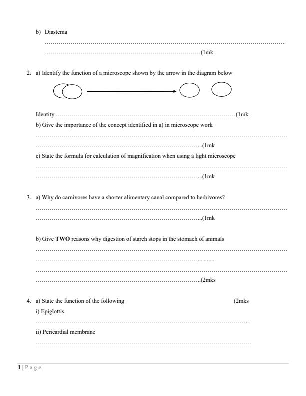 Form 2 Biology End of Term 2 Examination 2022 - 1313