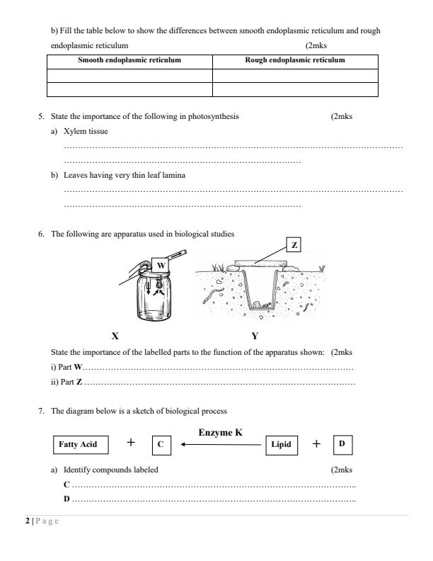 Form 2 Biology End of Term 2 Examination 2022 - 1313