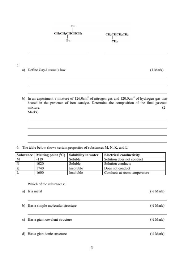 Form 3 Chemistry Paper 1 End Of Term 3 Examination 2022 1357 Form 3 Chemistry Paper 1 End Of Term 3 Examination 2022 1357