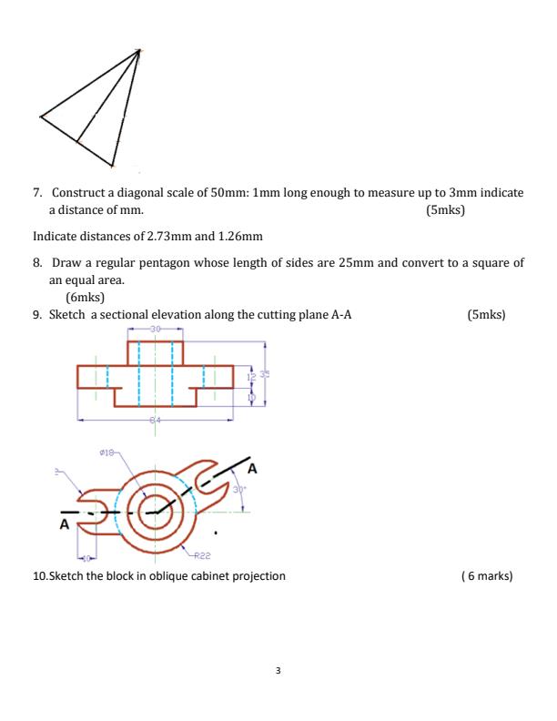 Form 3 Drawing & Design Paper 1 End of Term 3 Examination 2022 - 1371
