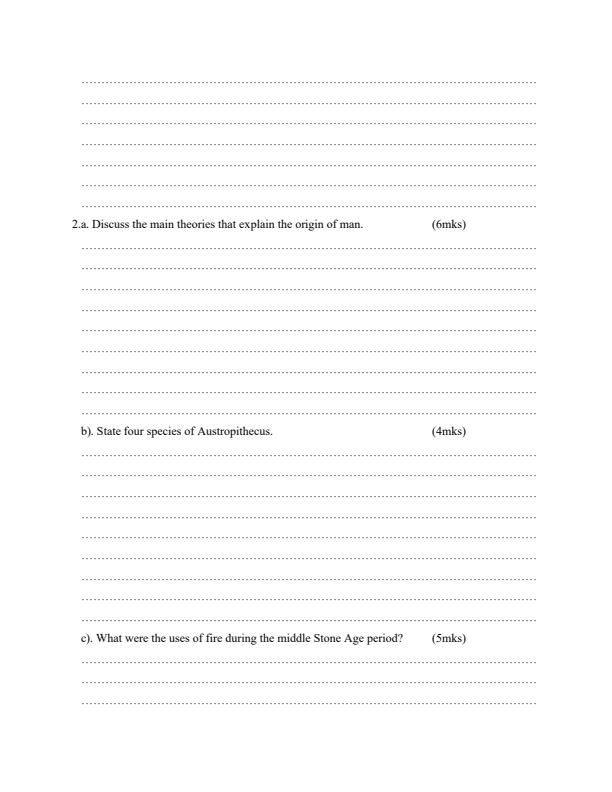 Form 1 History End Term 1 2021 Exam - 871