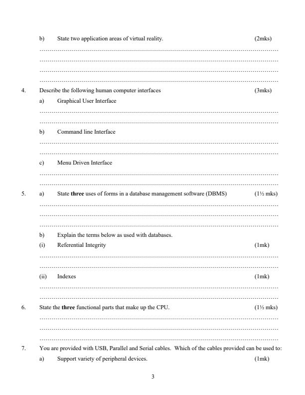 Computer Studies Form 3 End of Term 1 Examination 2019 - 63