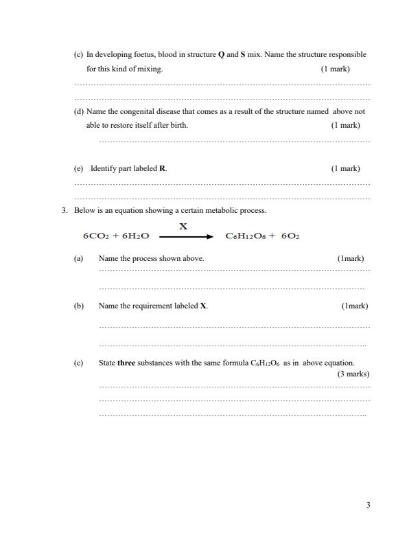 Form 2 Biology End of Term 1 Examination 2024 - 2220