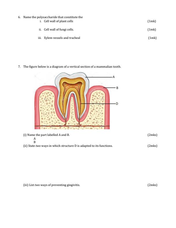 Form 3 Biology Term 2 Opener Exam 2023 1578 Form 3 Biology Term 2 Opener Exam 2023 1578