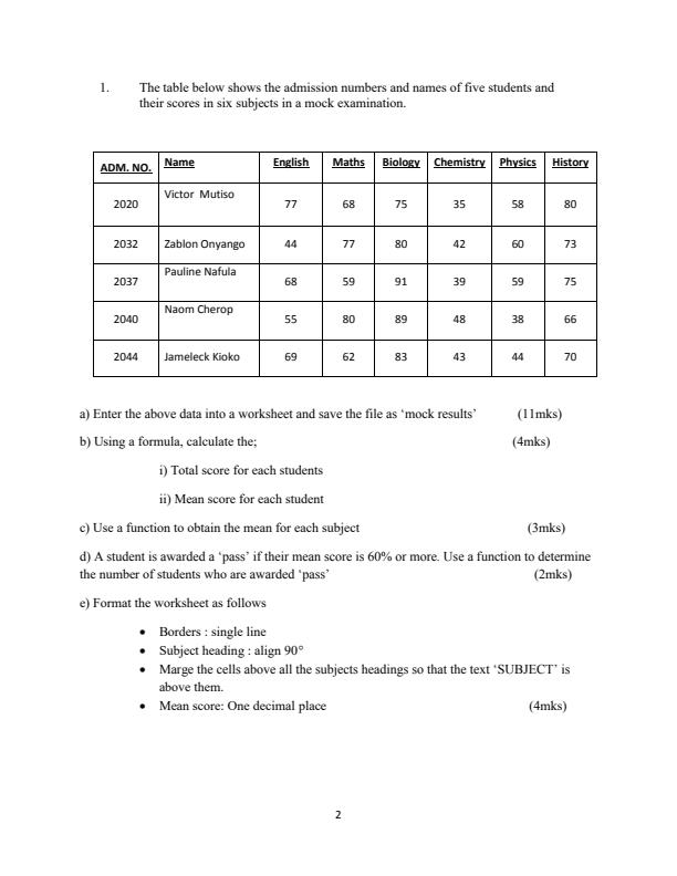 Form 3 Computer Studies Paper 2 End of Term 3 Examination 2024 - 3275