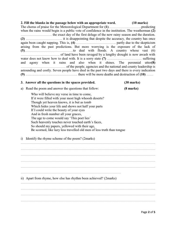 Form 3 English Paper 1 End of Term 3 Examination 2024 - 3285