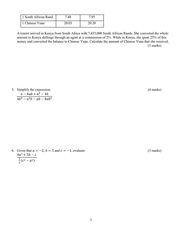 Form 4 Mathematics Paper 1 End of Term 1 Examination 2024 - 2289