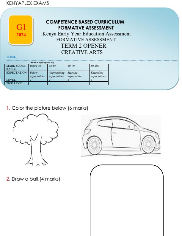 Grade 1 Creative Arts Term 2 Opener Exam 2024 - 2450