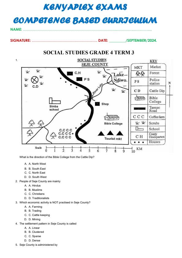 Grade 4 Social Studies Mid Term 3 Exam 2024 - 3154