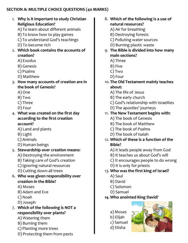 Grade 7 CRE End of Term 1 Examination 2025 - 3825