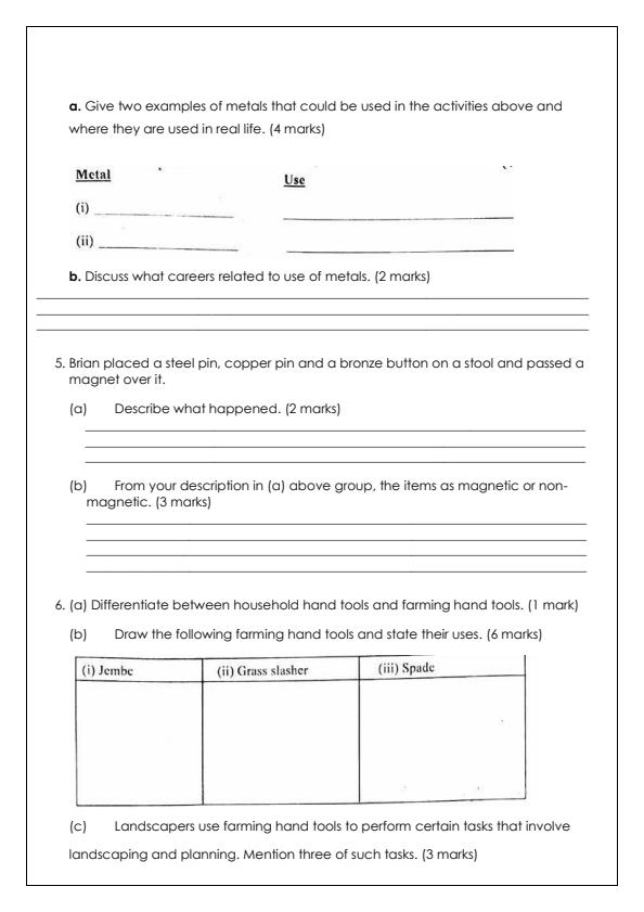 Grade 7 Pre Technical Studies End of Term 2 Examination 2024 - 2805