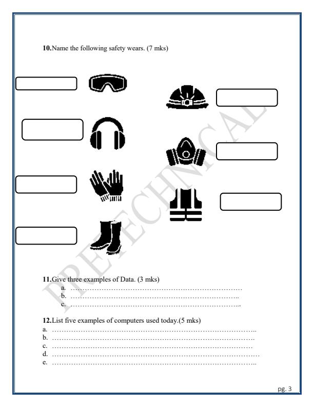Grade 7 Pre Technical Studies Mid Term 1 Exam 2024 Set 2 - 2104