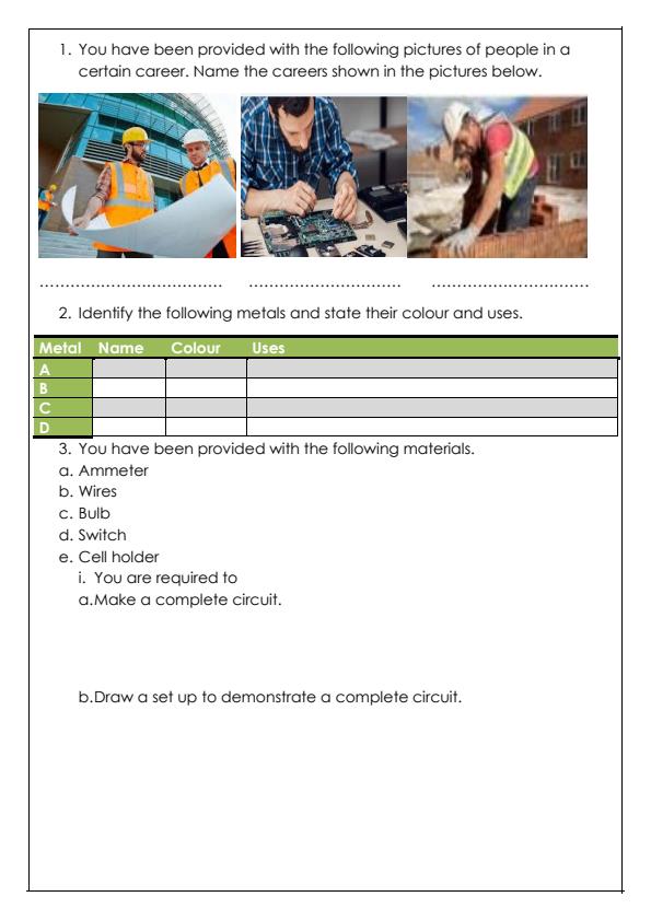 Grade 7 Pre Technical Studies Practical Mid Term 1 Exam 2024 - 2131