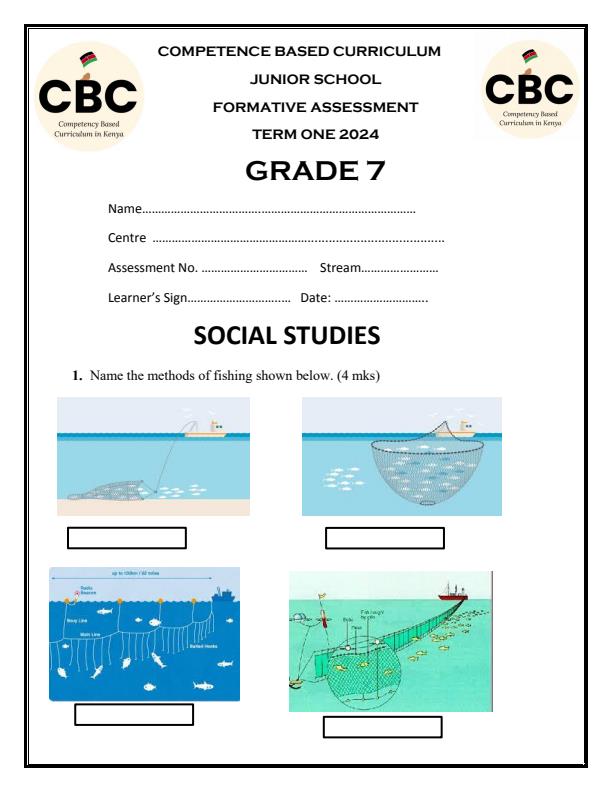 Grade 7 Social Studies Mid Term 1 Exam 2024 Set 1 - 2095