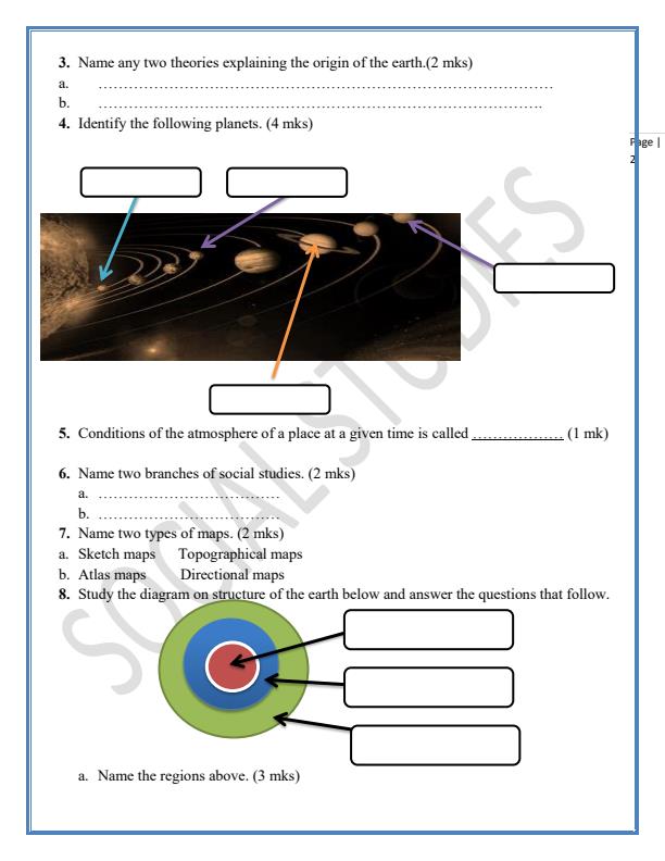 Grade 7 Social Studies Mid Term 1 Exam 2024 Set 2 - 2105