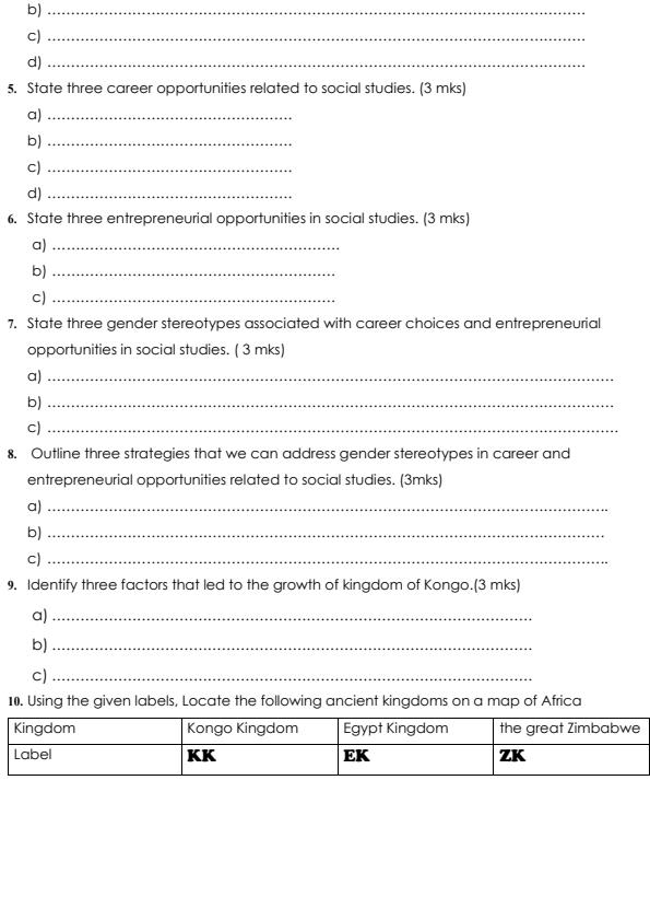 Grade 7 Social Studies Mid Term 2 Exam 2024 - 2663