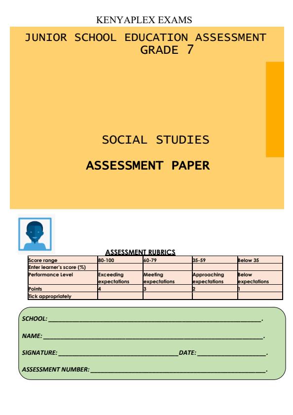 Grade 7 Social Studies Mid Term 3 Exam 2024 - 3190