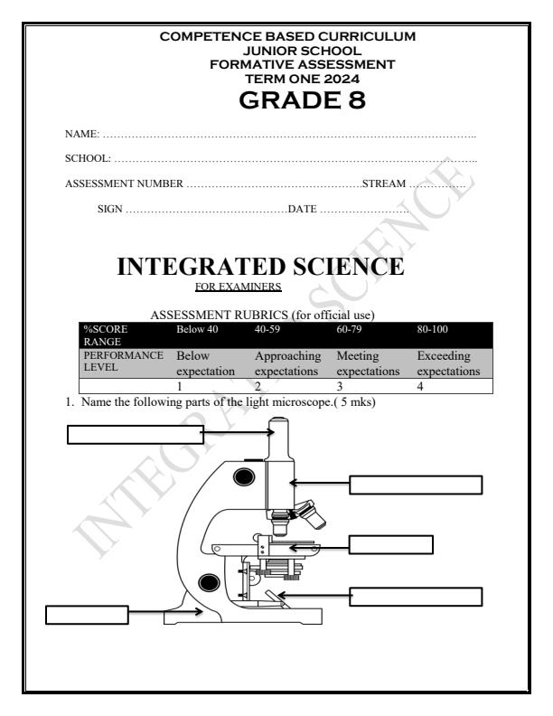 Grade 8 Integrated Science Mid Term 1 Exam 2024 Set 2 2120 Grade 8 Integrated Science Mid Term 1 Exam 2024 Set 2 2120