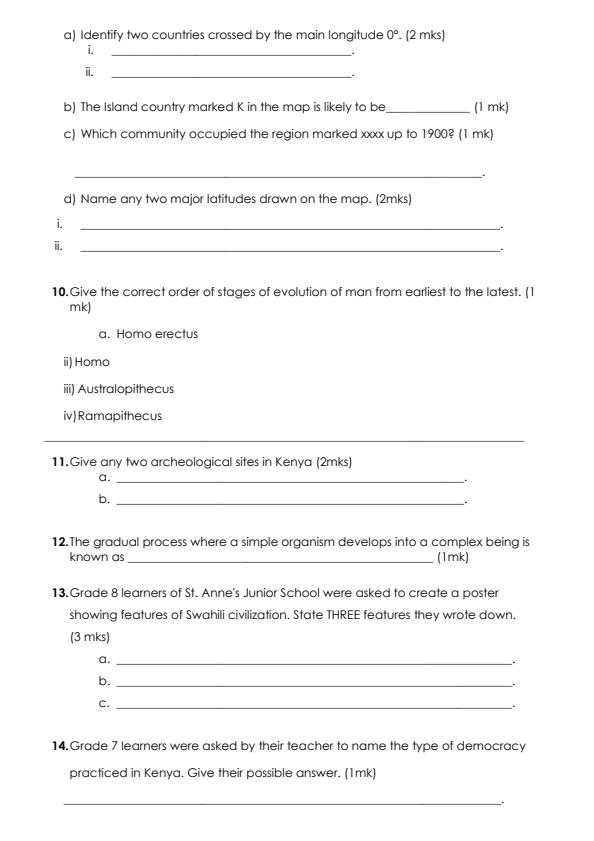 Grade 8 Social Studies End of Term 2 Examination 2024 - 2815