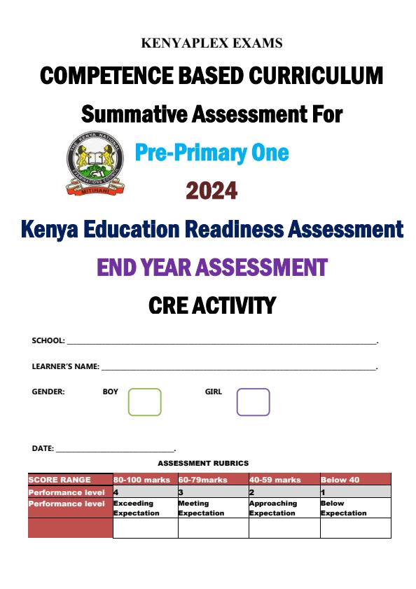 PP1 CRE Activities End of Term 3 Examination 2024 - 3335
