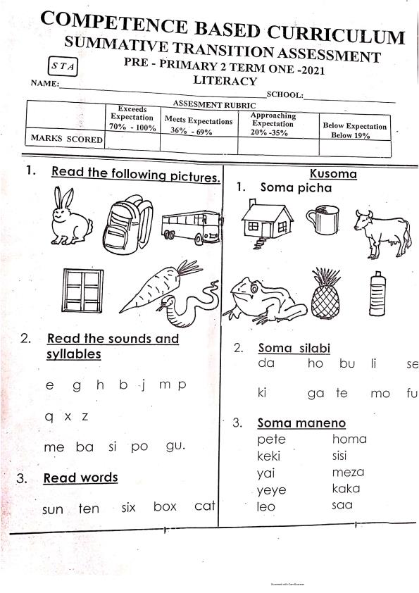Pre Primary 1 2 Cbc Term 1 Exams Kcse Revision Vrogue co