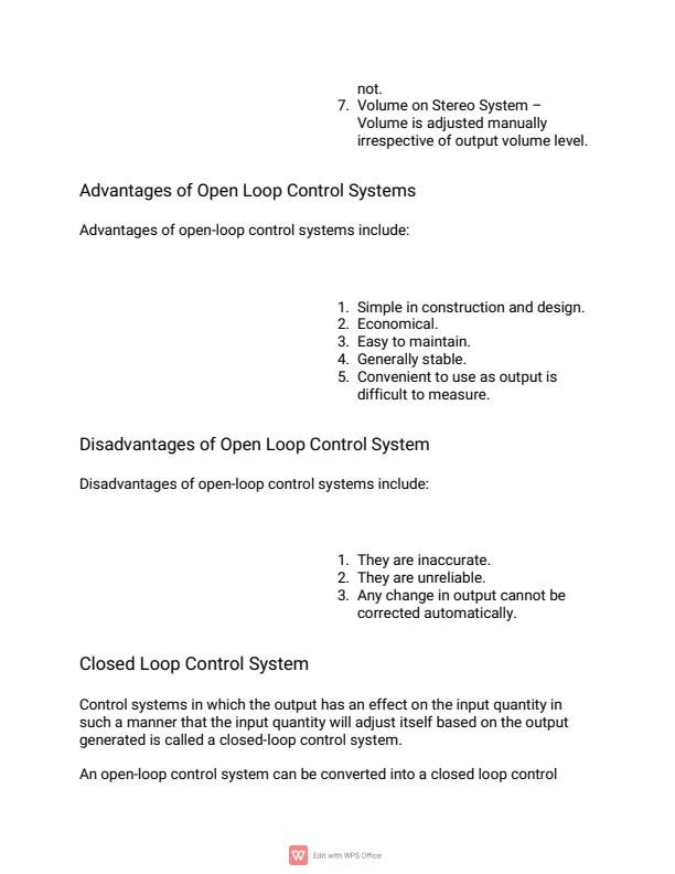 Open Loop and Closed Loop Control Systems Notes - 10091