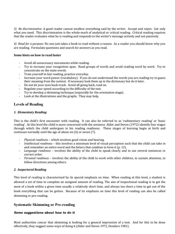 Writing and Reading Skills Notes - 10501