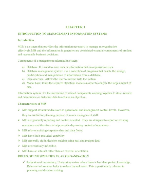 Management Information Systems Notes - 11003