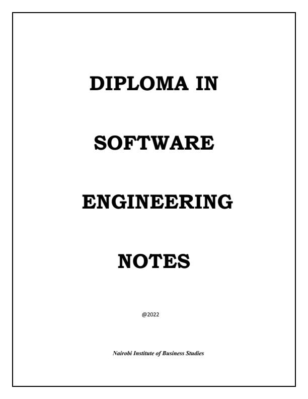 Diploma in Software Engineering Notes - 11374