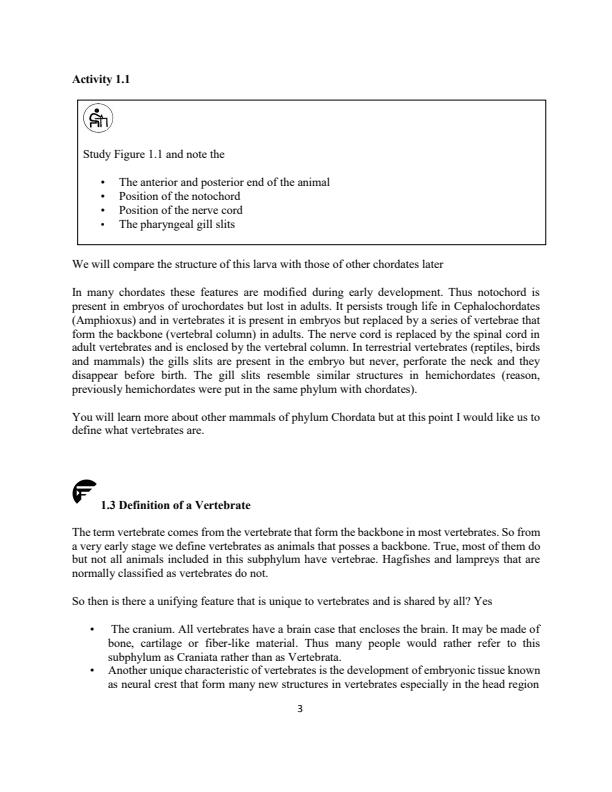 SZL 200: Vertebrate Zoology Notes