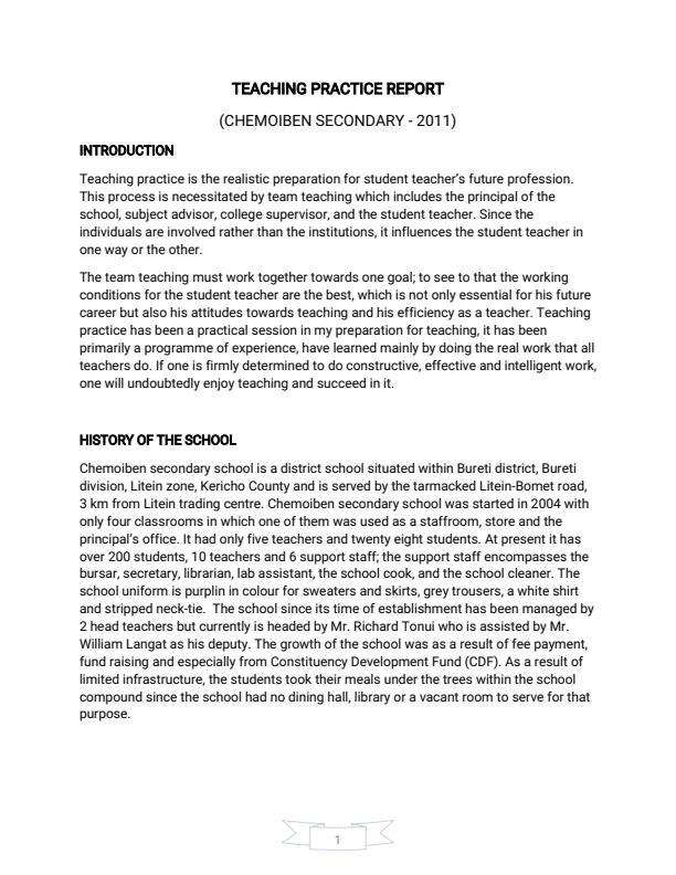 Guide to Teaching Practice Report writing - 12024