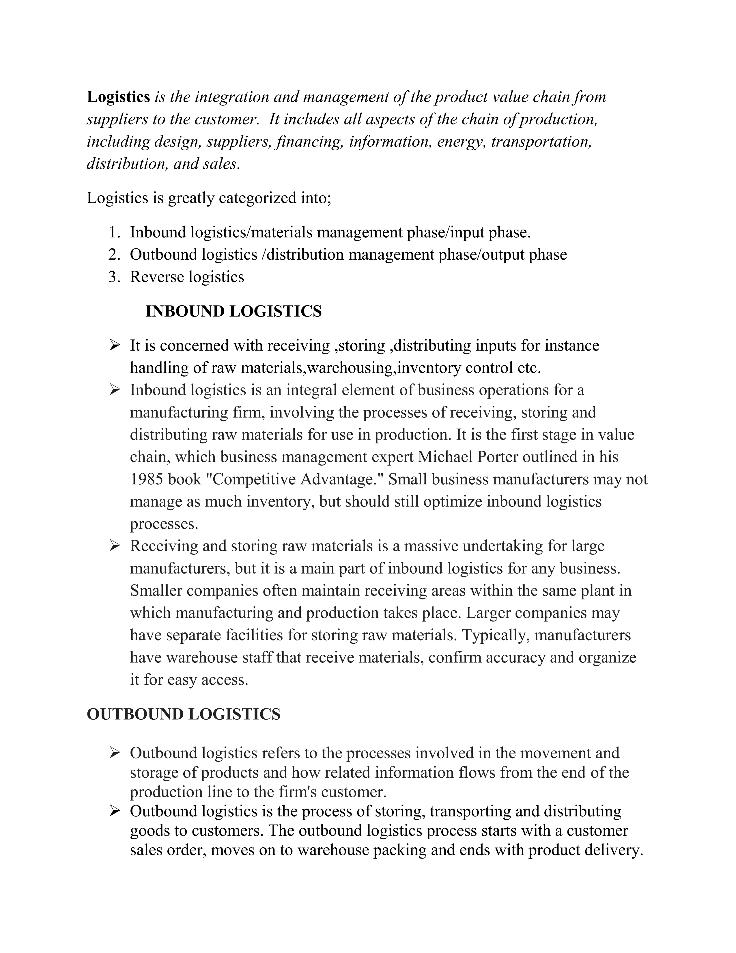 BLM 3312: Logistics Management Notes - 211