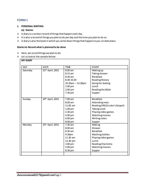 Form 1, Form 2, Form and Form 4 Functional Writing Notes - 3100