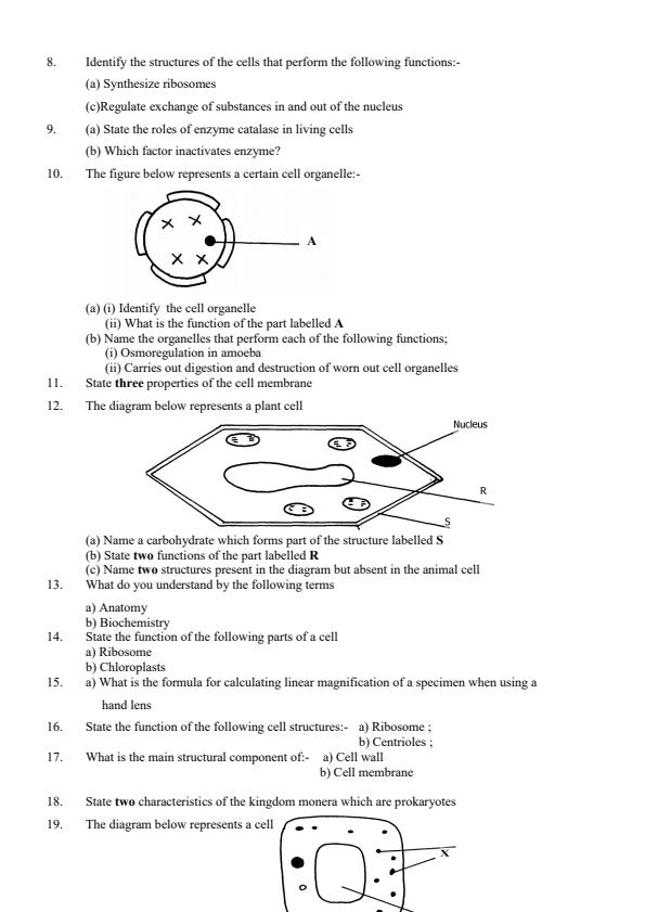 Biology KCSE Revision Questions and Answers Form One to Form Four ...