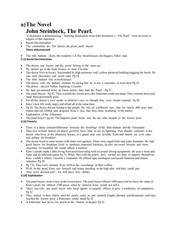 New 2020 The Pearl Essays and Answers - 7706