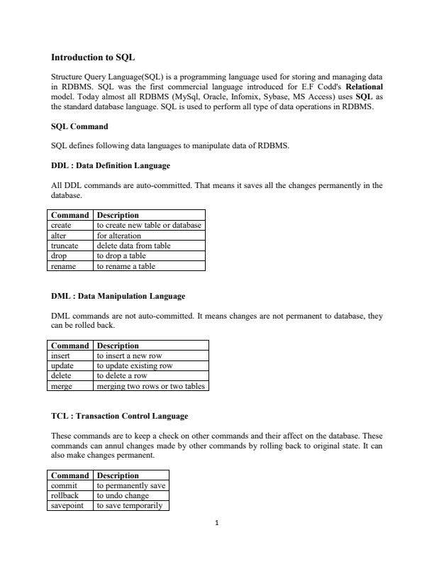 Introduction to SQL Notes - 7833