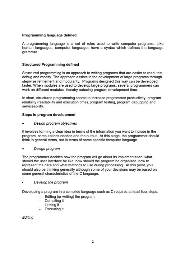 ICS 2175 AND SMA 2175: Introduction to C Programming - 8194