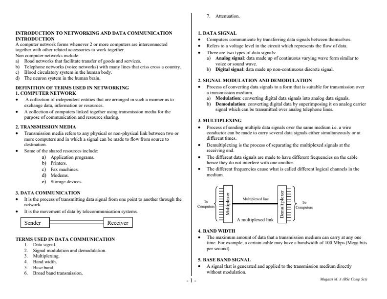 Introduction to Networking and Data Communication Notes - 9470