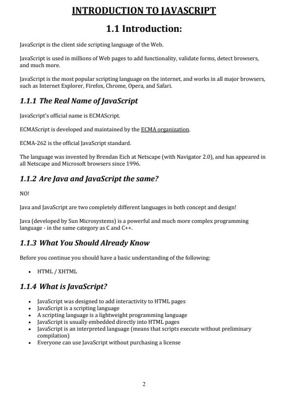 New Updated ICT JavaScript Notes - 9529