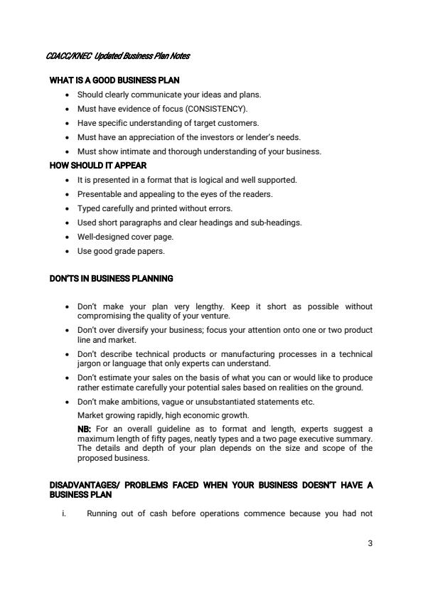 CDACC/KNEC Business Plan Notes - 16028