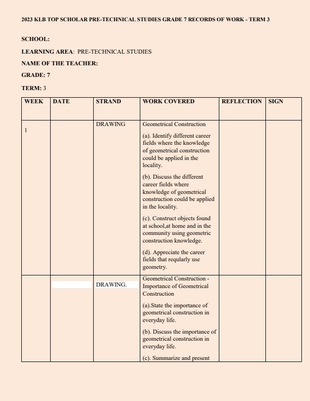 Download 2023 Grade 7 Pre-Technical Studies Records of Work Term 3 ...