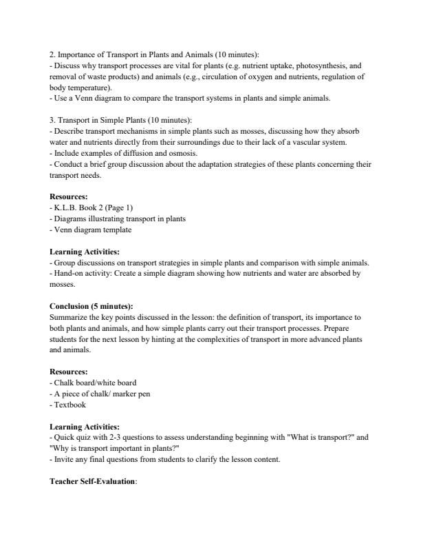 Form 2 Biology Lesson Plans Term 1 - 17681