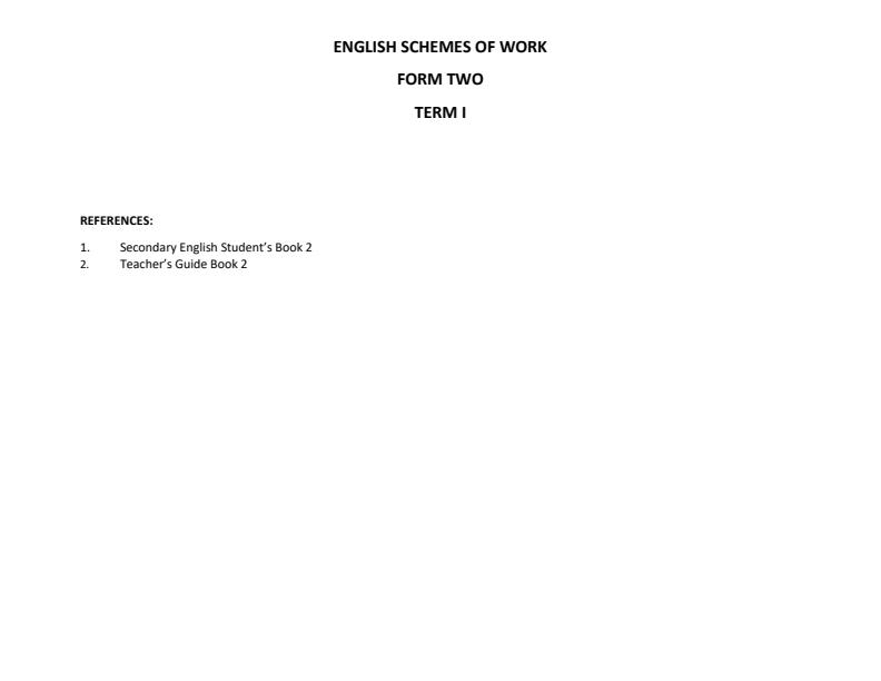 Form 2 English Schemes of Work Term 3 - 892