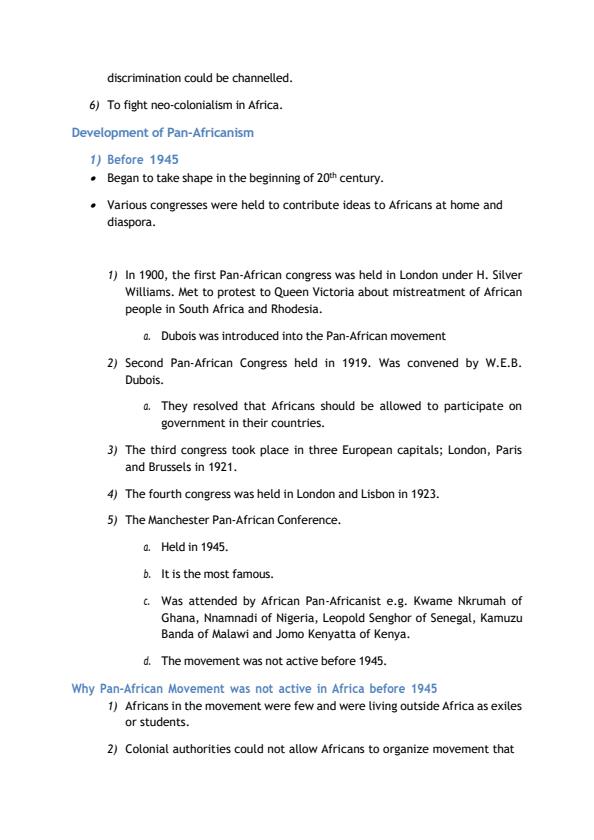 Form 4 History and Government Notes on Co-operation in Africa - 16558