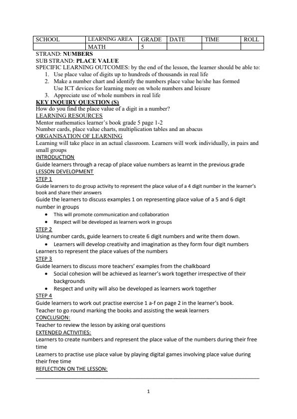 Grade 5 Mathematics Lesson Plans Term 1 2 And 3 Mentor Mathematics Grade 5 Mathematics Lesson Plans Term 1 2 And 3 Mentor Mathematics