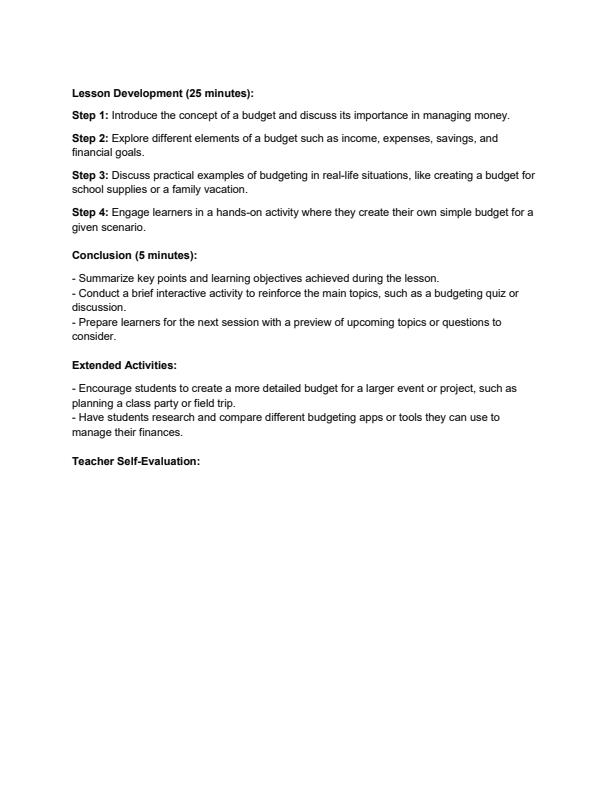 Grade 5 Mathematics Lesson Plans