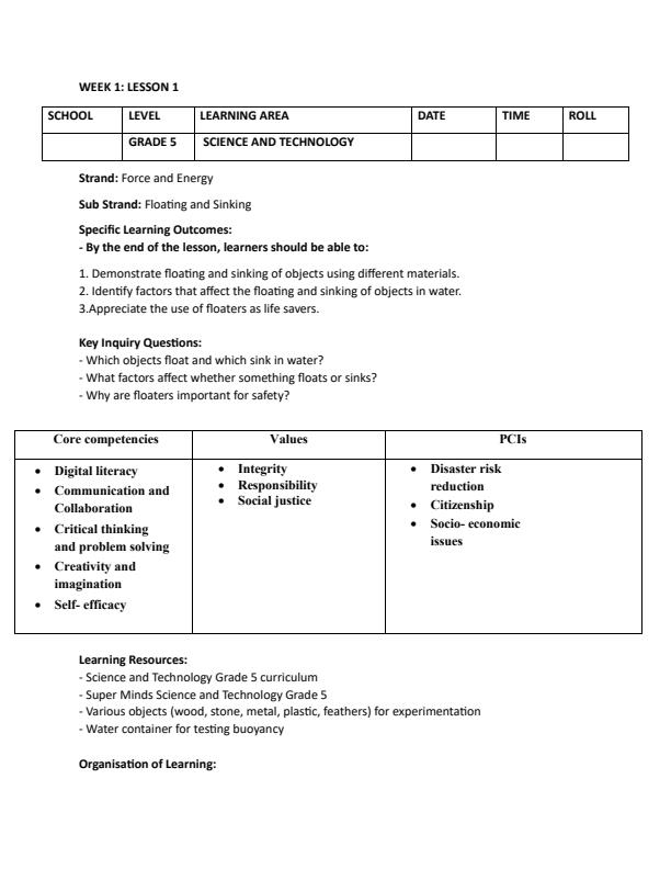 Grade 5 Science and Technology Lesson Plans Term 3 - Rationalized - 16874